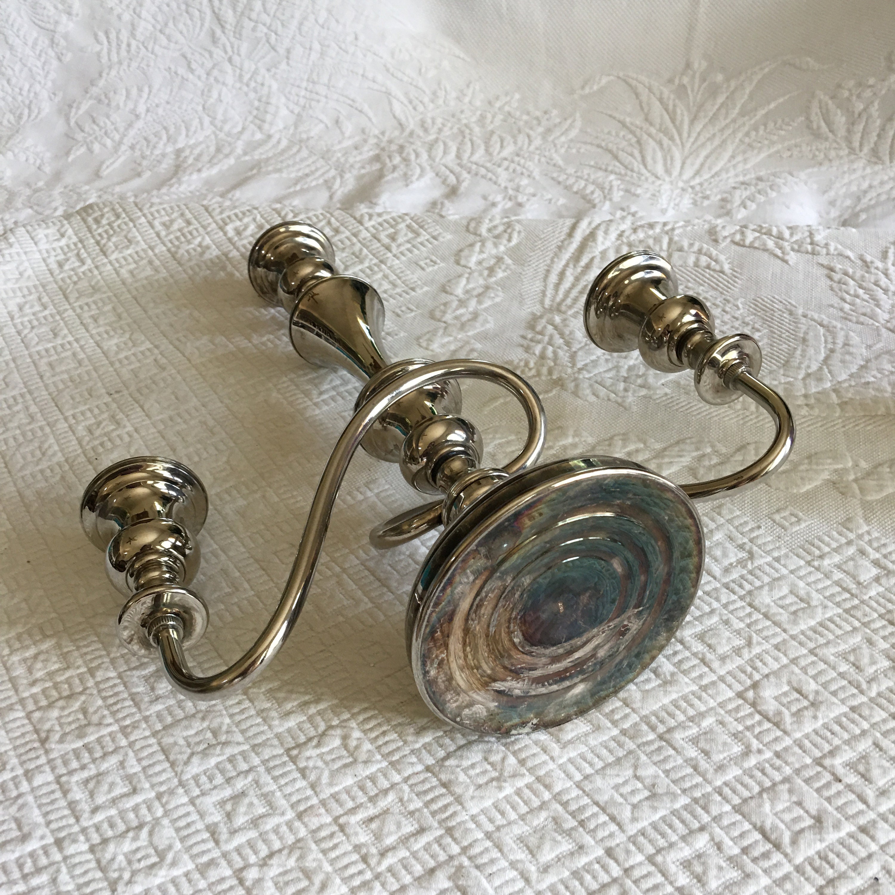 Vintage Triple Candlestick. Decorative Center Plug or Third Candle ...