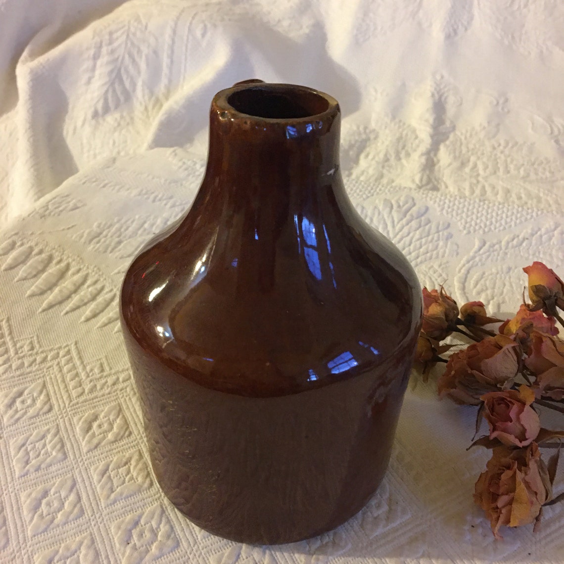 Buy Antique Brown Jug With One Side Handle. Brown Stoneware Jug. Online ...
