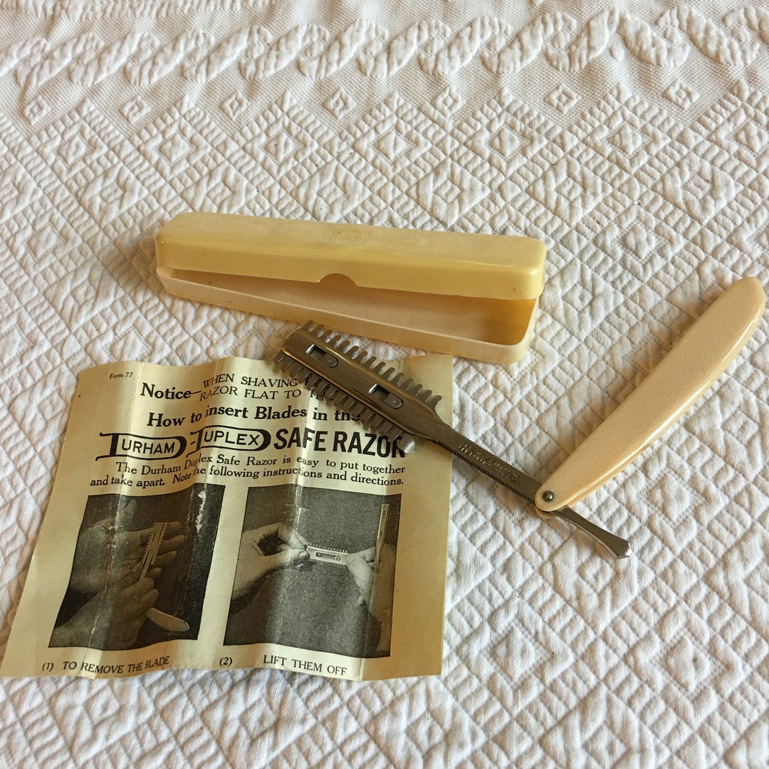 Antique Celluloid Straight Razor With Instruction Sheet. Durham Duplex ...