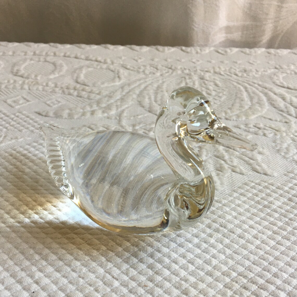 Vintage Glass Duck Paperweight Figurine. Clear Glass Duck Figurine ...