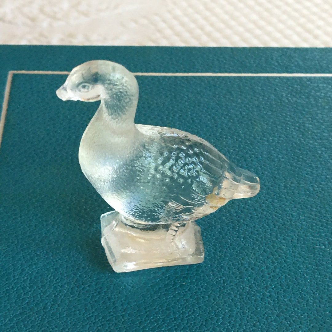 Vintage Miniature Glass Goose Duck Figurine. Mini Pressed Glass Duck or ...