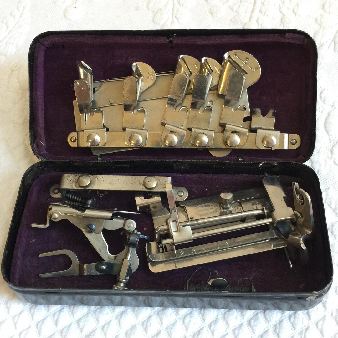 Antique Greist Sewing Machine Attachment Box of Accessories ...