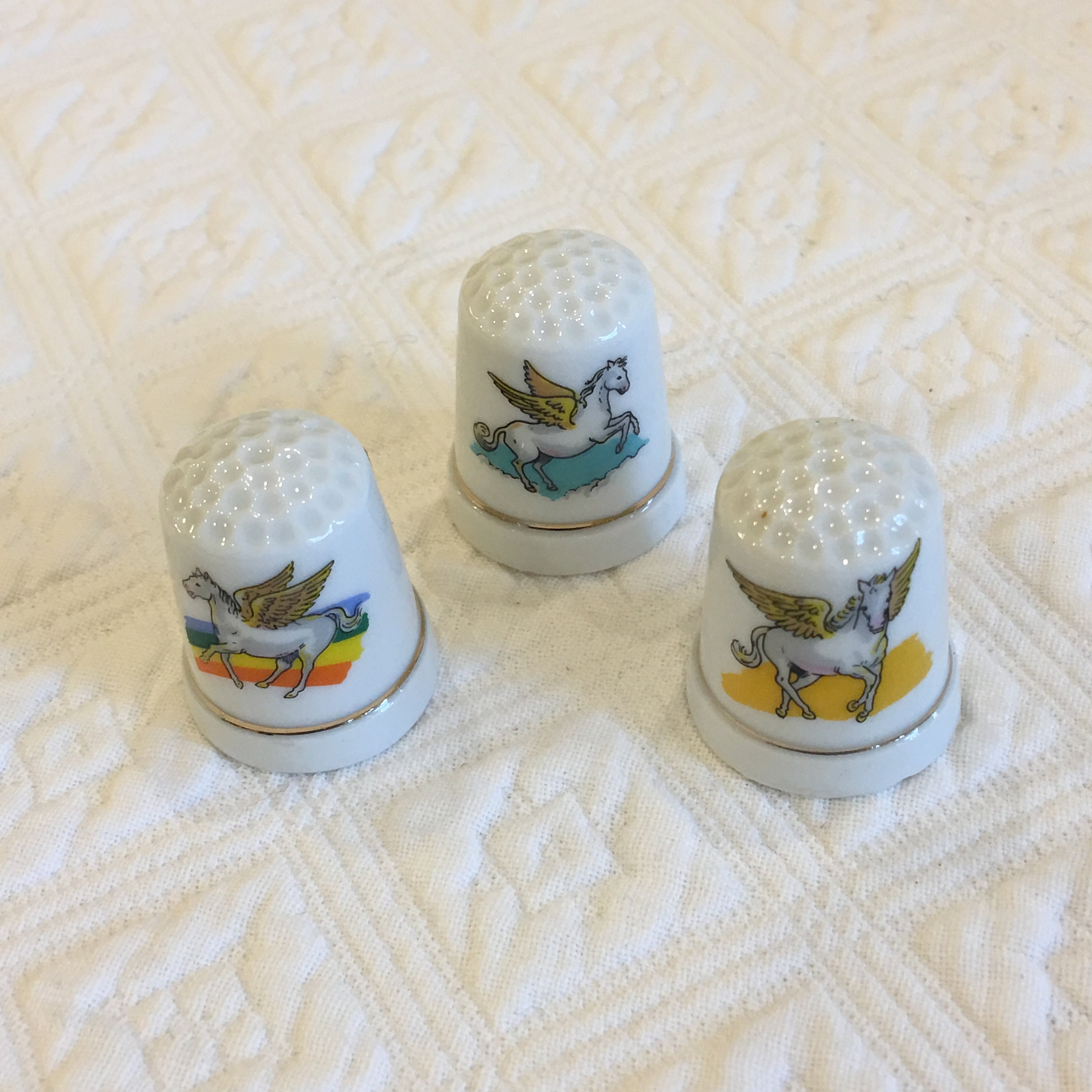 Vintage 3 Flying Horses Collector Thimbles. Yellow Orange and - Etsy