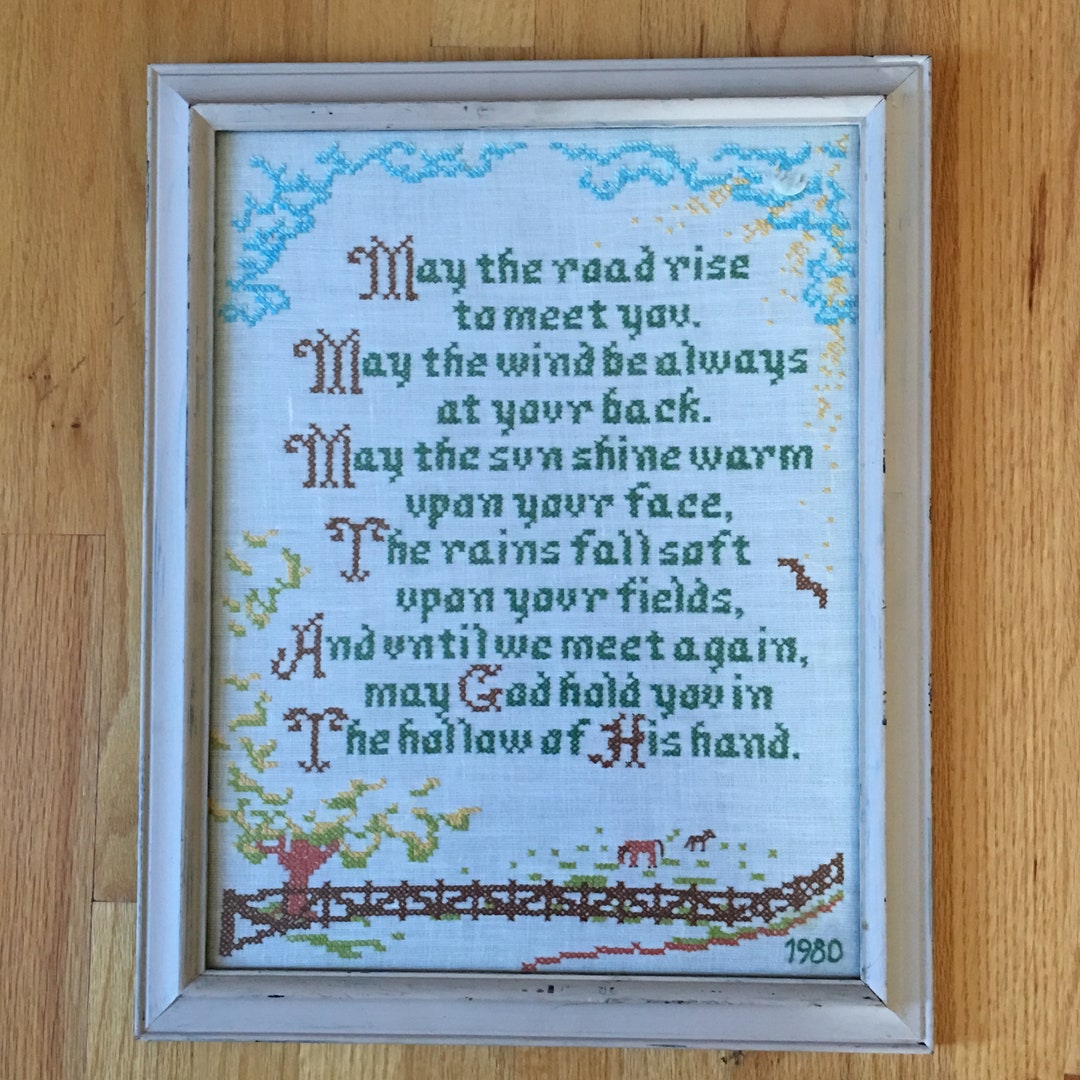 Vintage Cross Stitched Inspirational Poem in off White Frame. 1980 ...