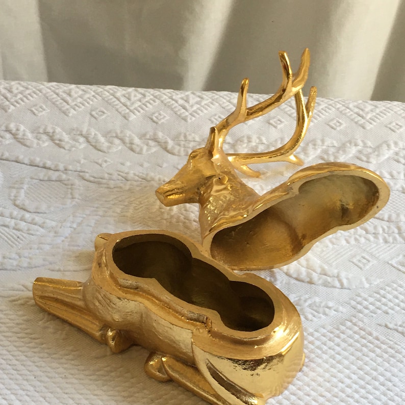 Vintage Brass Reindeer Box Made in India. Gold Brass Box for - Etsy