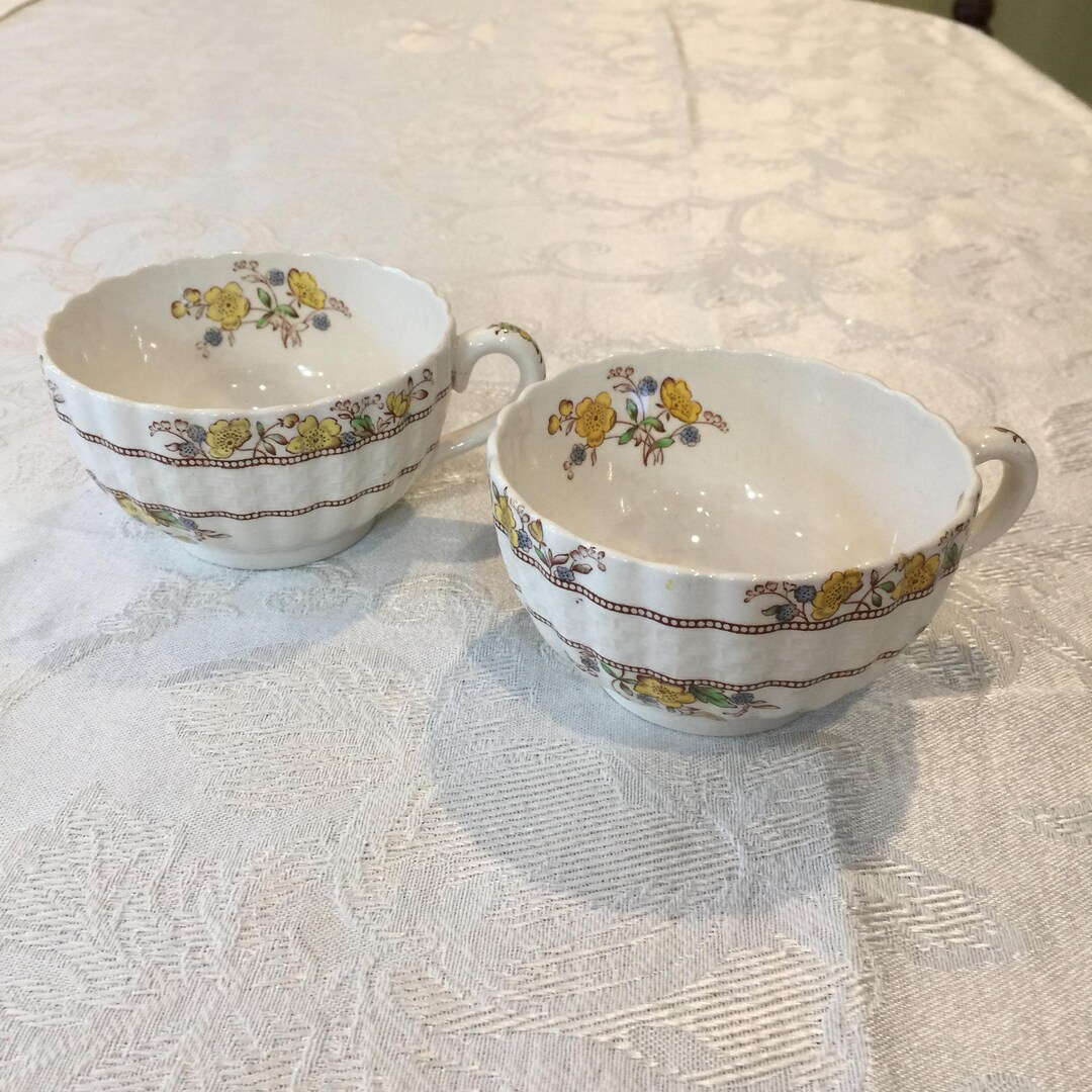Vintage 1920s to 60s Copeland Spode Buttercup 2 Cups Without Saucers. Collectible. Both Cups ...