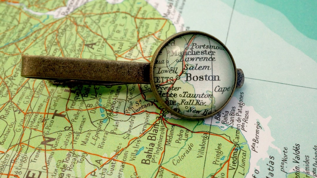 Map Tie Clip Custom Vintage Maps. Select Two Locations. - Etsy