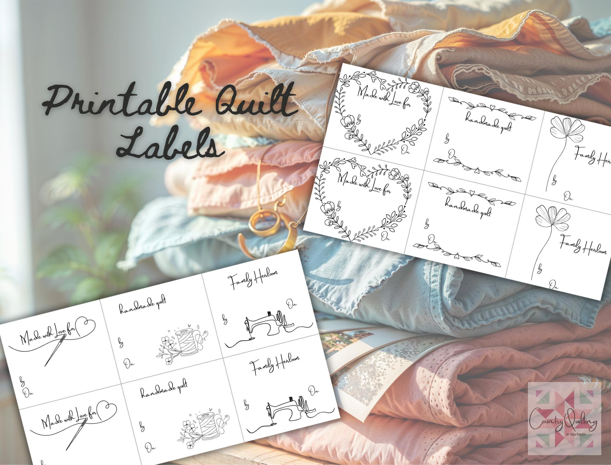 Classic Quilt Label Templates | Printable Digital Labels | Customizable ...