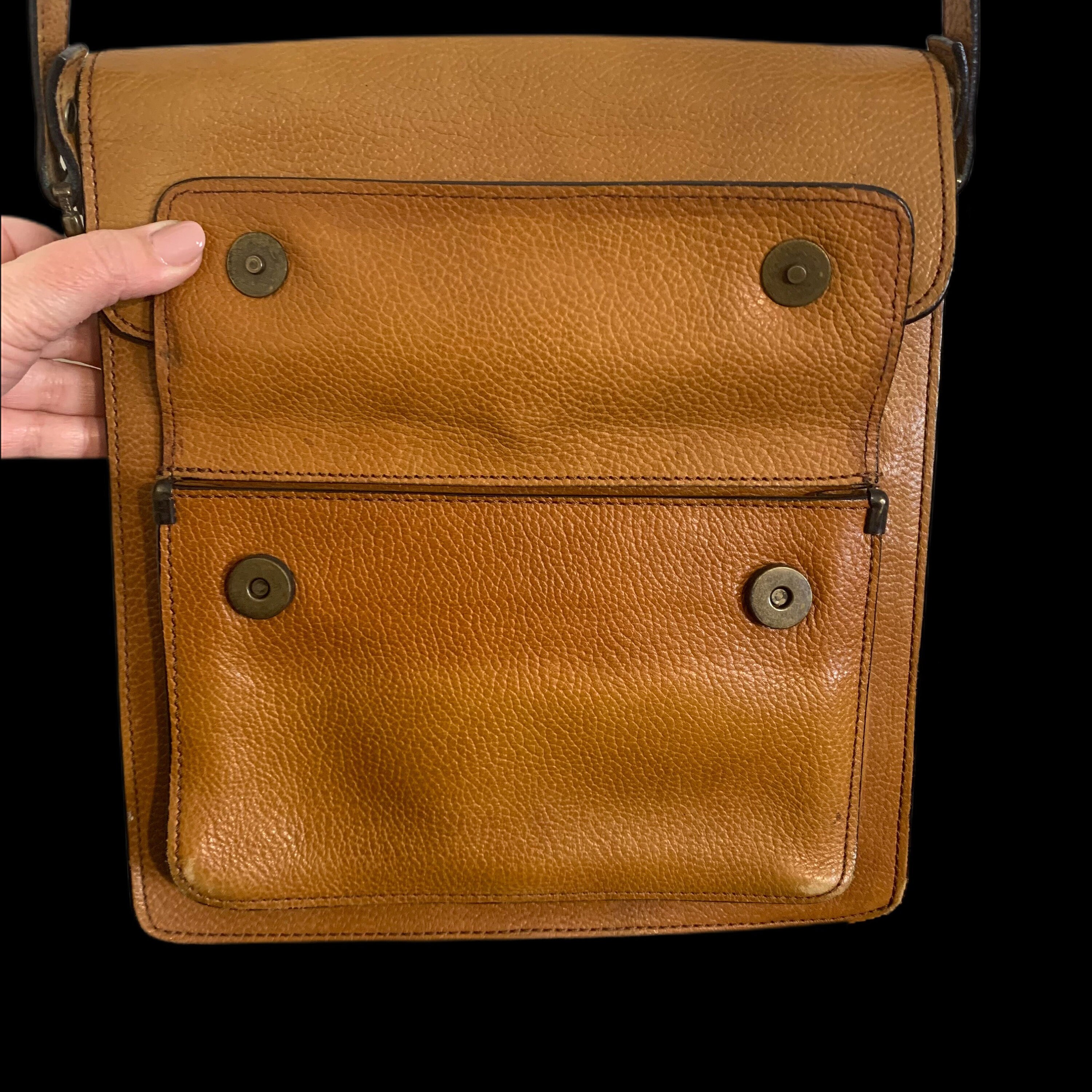 Louis Cardini Mens Vintage Brown Tan Genuine Leather Messenger Bag FREE ...