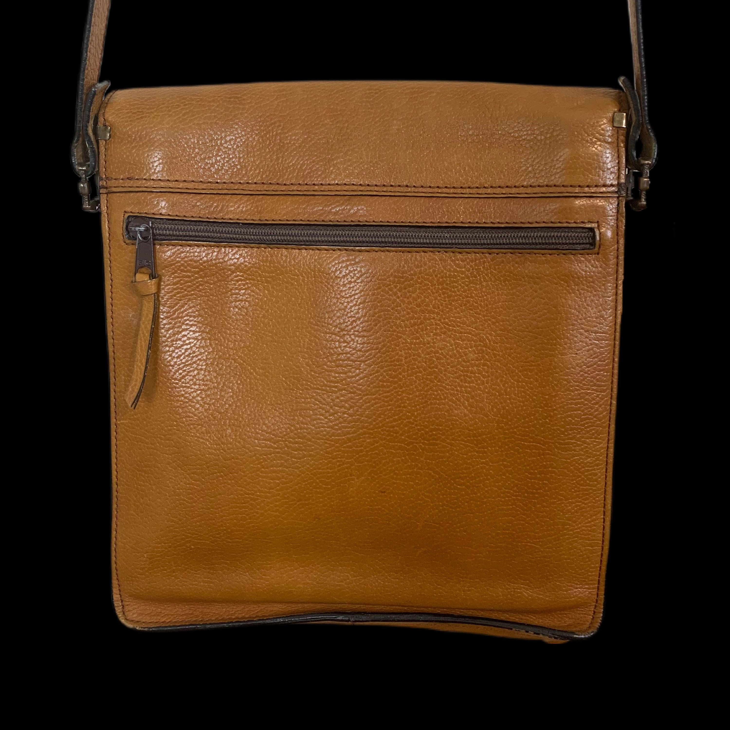 Louis Cardini Mens Vintage Brown Tan Genuine Leather Messenger Bag FREE ...