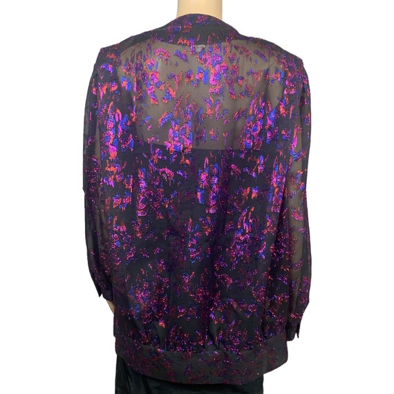 Vintage 80s Metallic Sheer Blouse - Young Edwardian A… - Gem