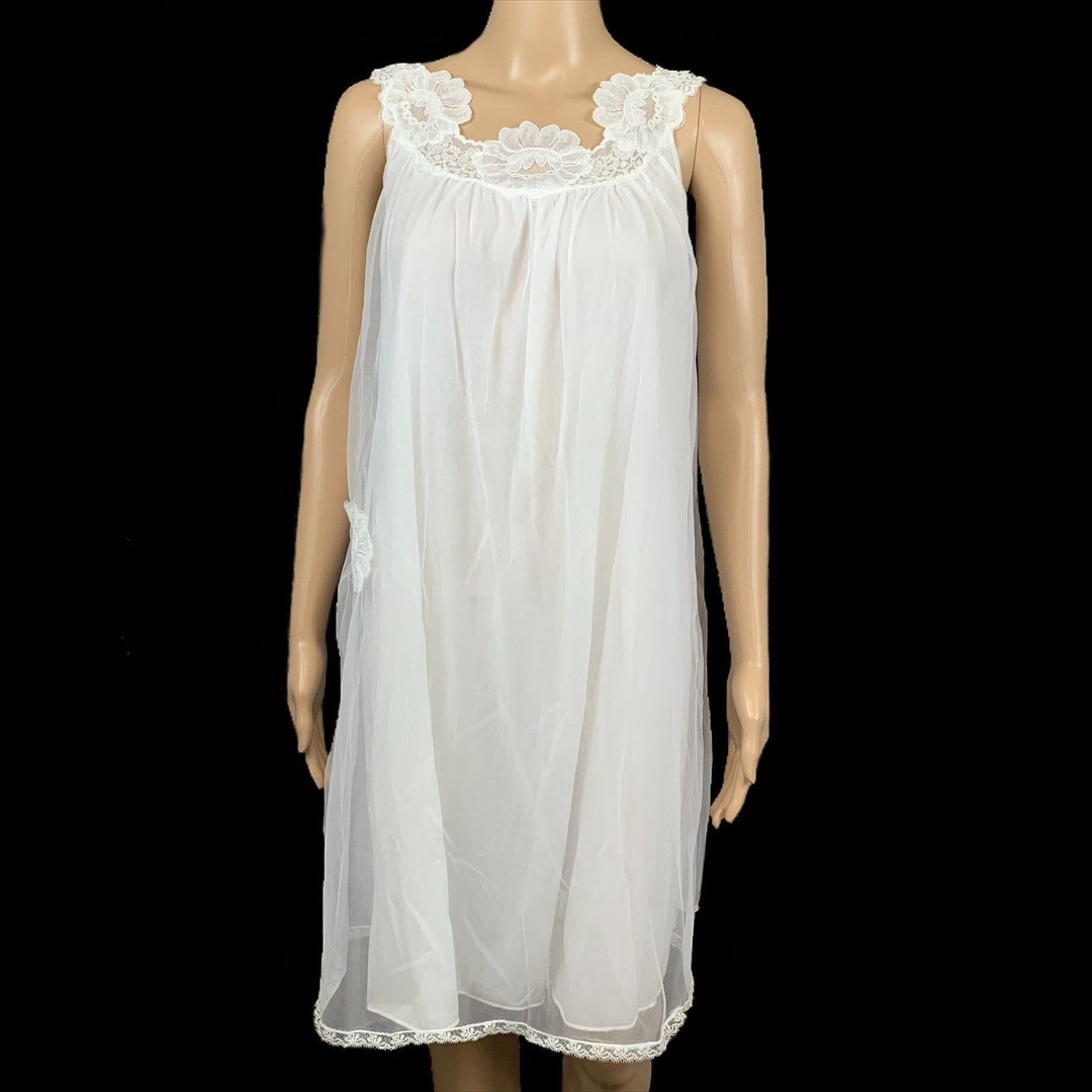 Babydoll Lingerie 1960's Vintage Seamprufe USA White Lace Bri Nylon ...