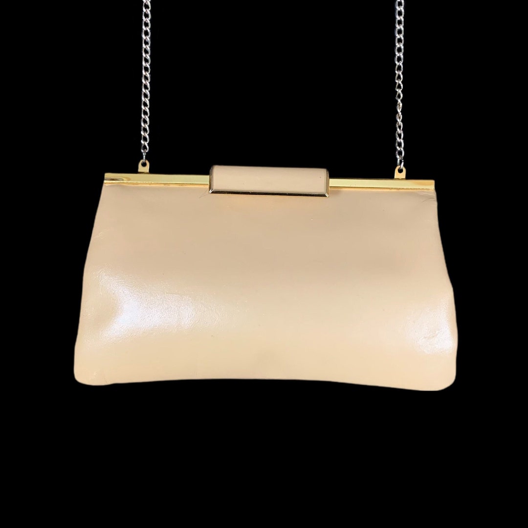 Convertible Bag 1970's Vintage Light Beige Genuine Leather Trapezoid ...