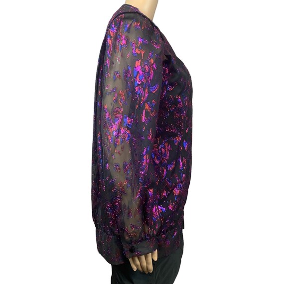 Vintage 80s Metallic Sheer Blouse - Young Edwardian A… - Gem