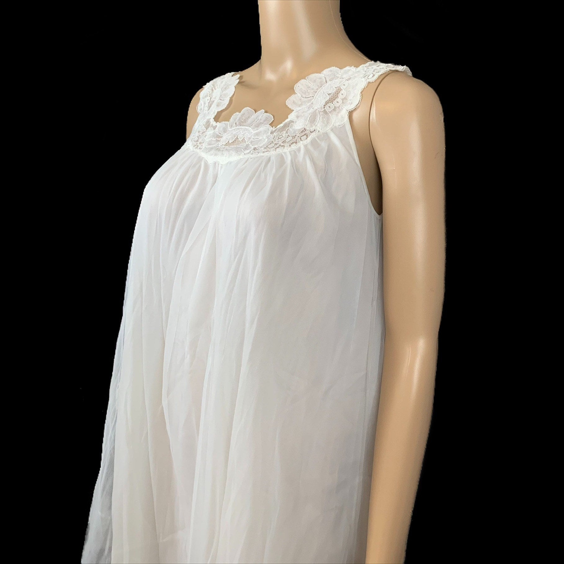 Babydoll Lingerie 1960's Vintage Seamprufe USA White Lace Bri Nylon ...