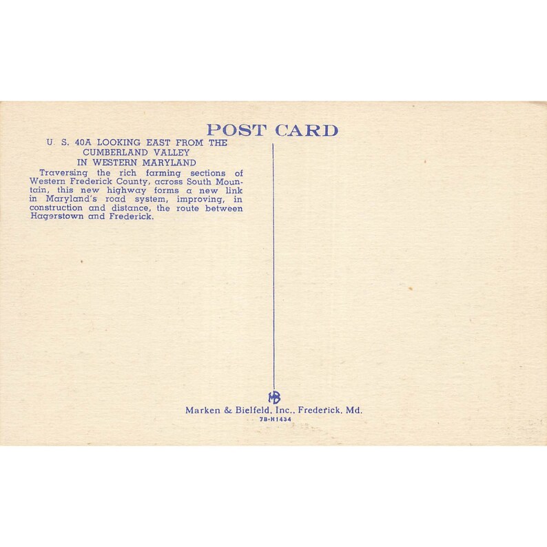 Postcard U.S. 40A, Looking East From the Cumberland Valley in Western ...