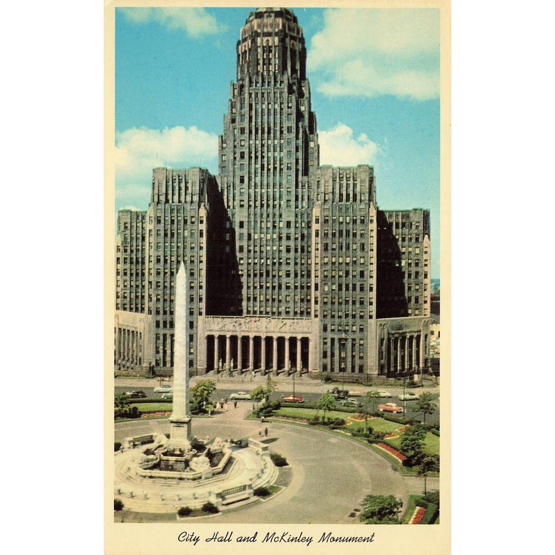 Postcard City Hall and Mckinley Monument Vintage Chrome Unposted 1939 ...
