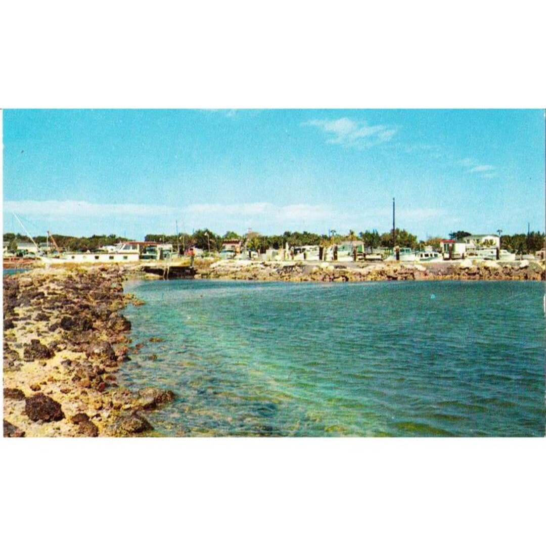 Postcard Rock Harbor, Key Largo, Overseas Highway, Florida Keys Vintage ...