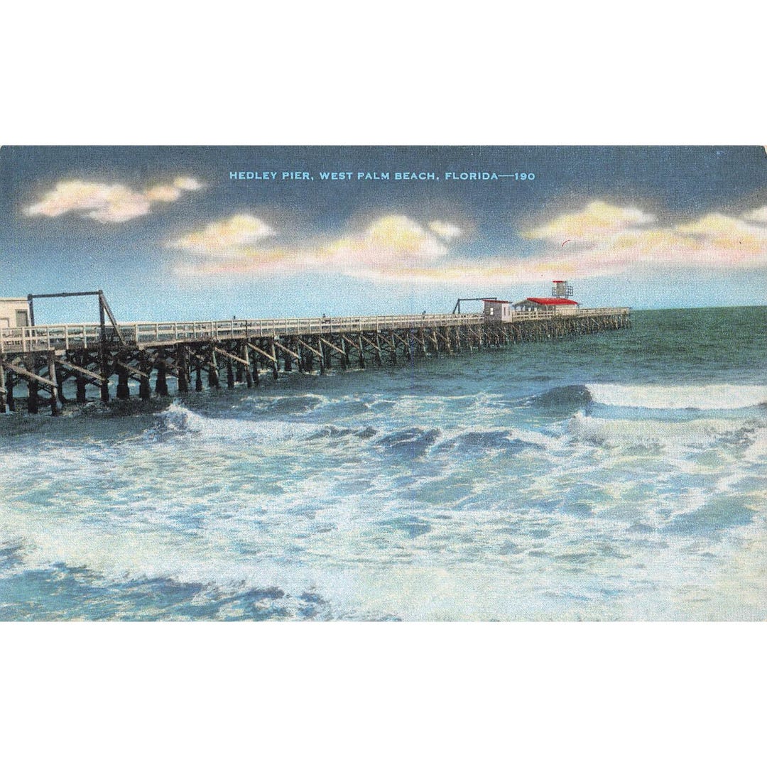 Vintage postcard Hedley Pier, West Palm Beach, Florida 190, 6276N - Etsy