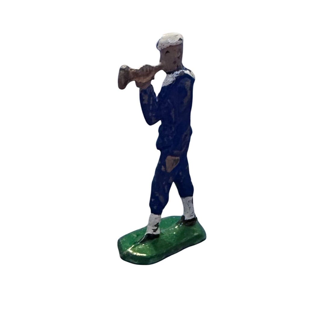 Vtg Lead Figure Soldier Playing Bugle Hand Painted Metal 2" Tall Metal ...