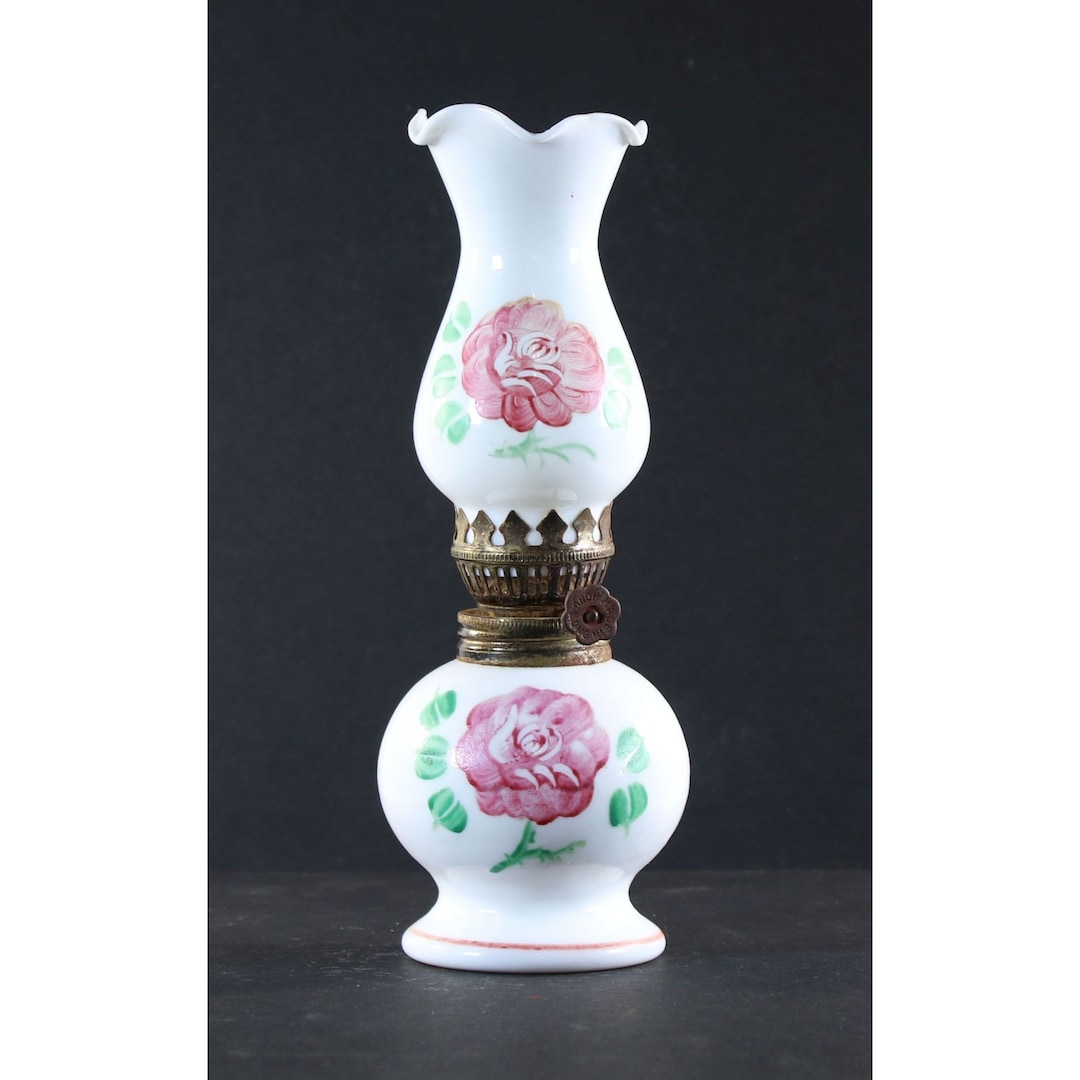 Oil Lamp Floral Miniature Porcelain Kerosene Lamp Hong Kong 1960s - Etsy