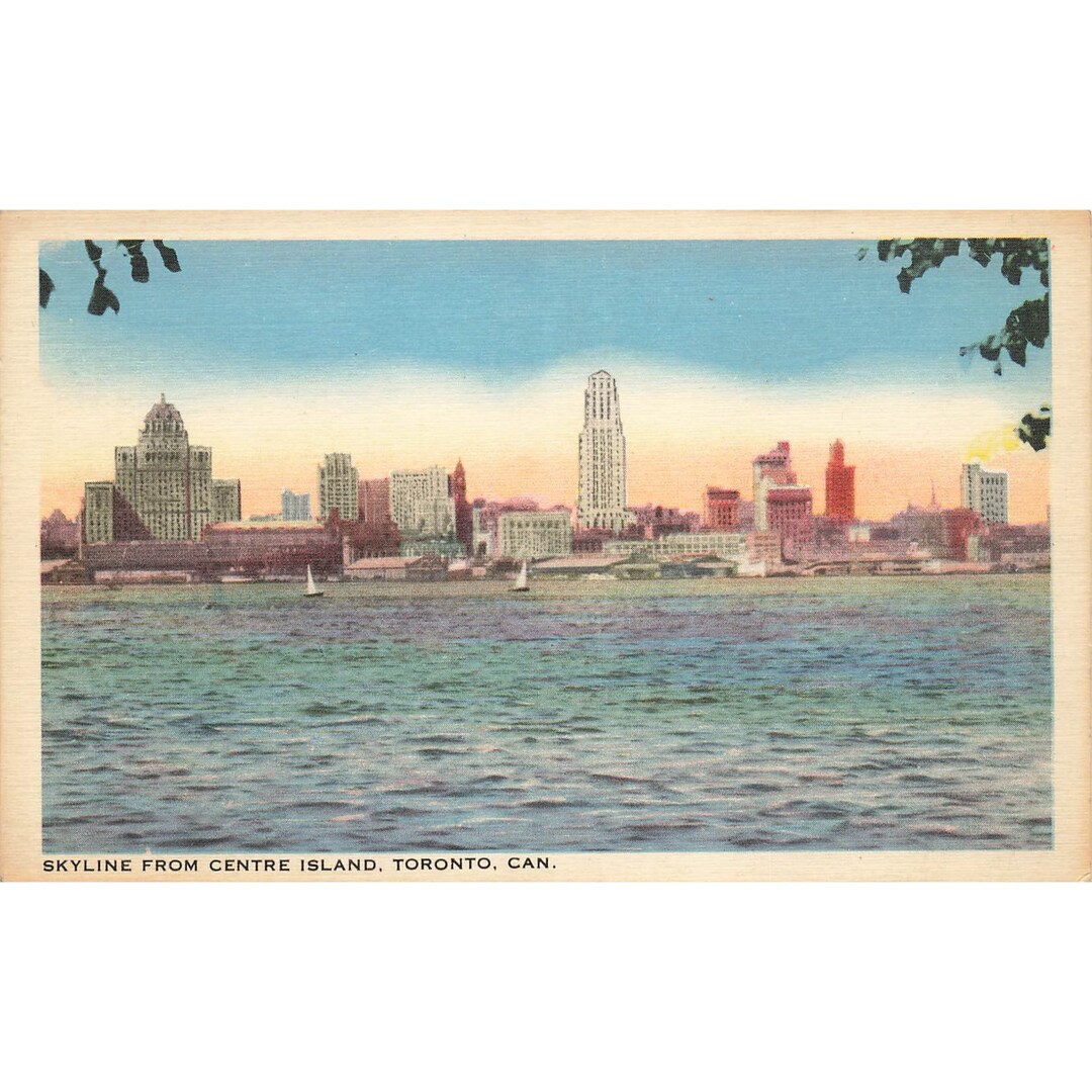 Postcard Skyline From Centre Island, Toronto, Can. Vintage White Border ...