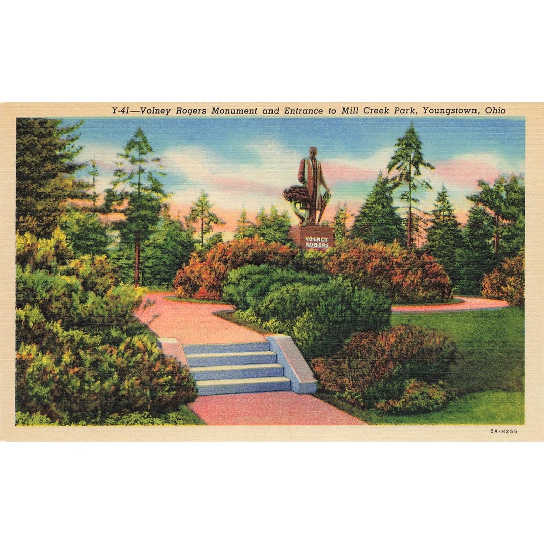 Postcard Volney Rogers Monument and Entrance to Mill Creek - Etsy