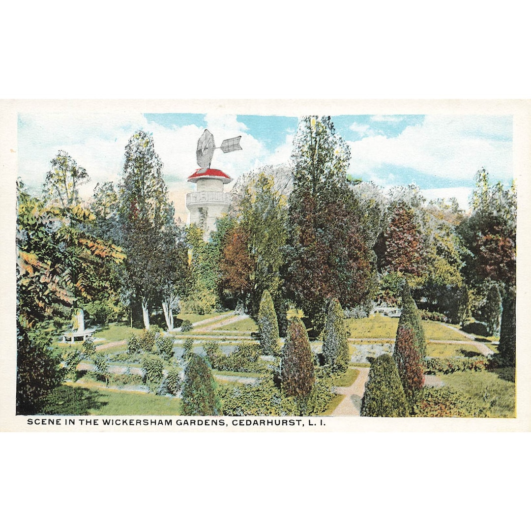 Postcard Scene in the Wickersham Gardens, Cedarhurst, L.I. Vintage ...
