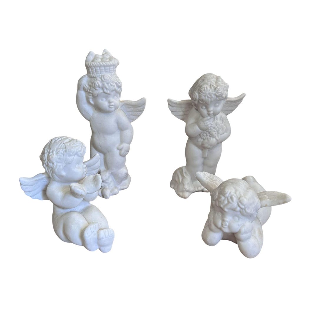 Vintage Set of Vigor White Porcelain Angel Figurines 4 Figures Made in ...