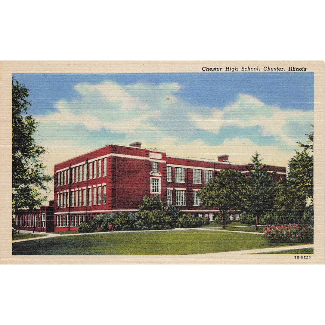 Postcard Chester High School, Chester, Illinois Vintage Linen Unposted ...