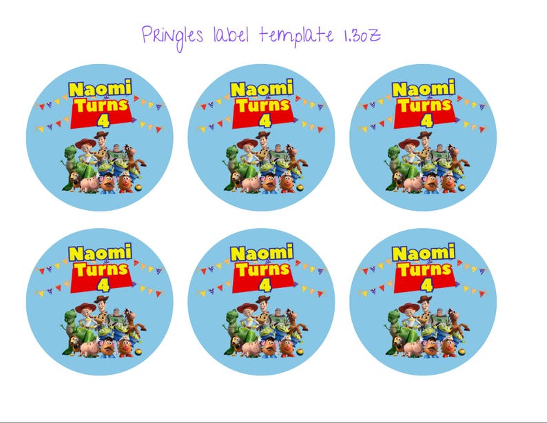 Toy Story 1.03oz Pringle Template, Custom Toy Story Party Favor ...