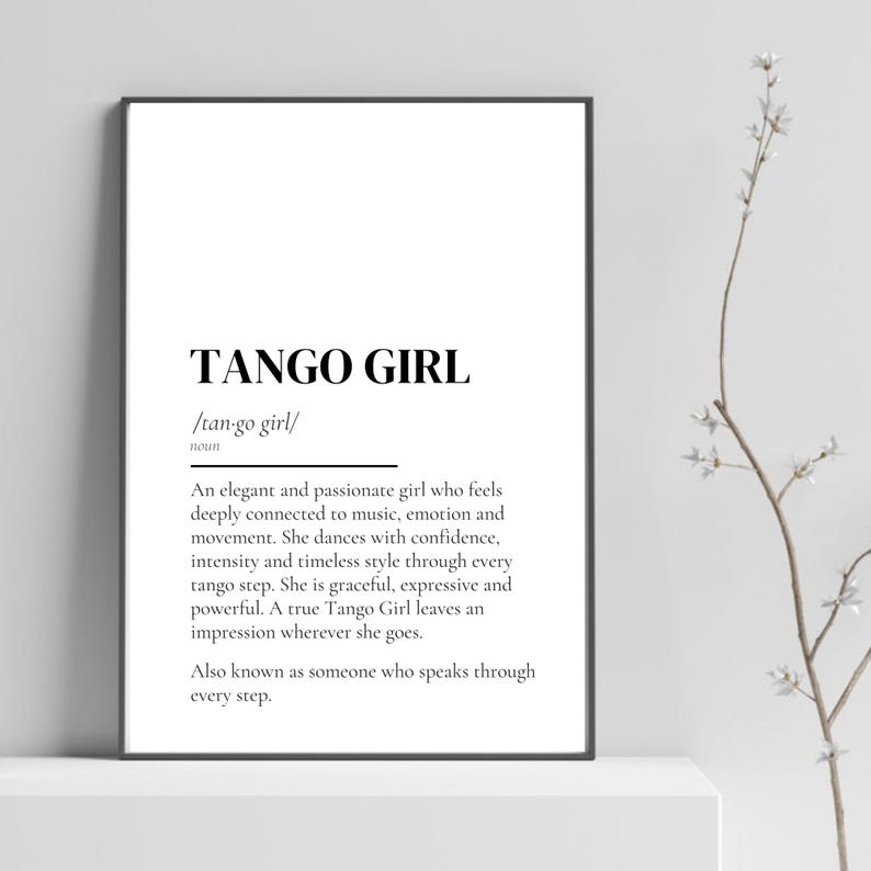 Tango Girl Definition Print | Argentine Tango Wall Art | Minimalist ...