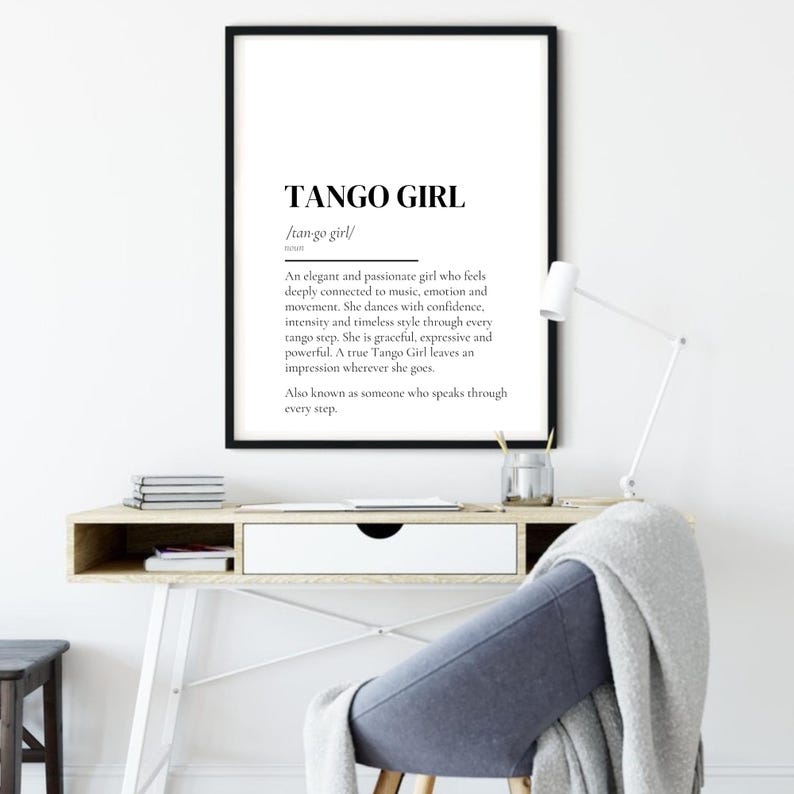 Tango Girl Definition Print | Argentine Tango Wall Art | Minimalist ...