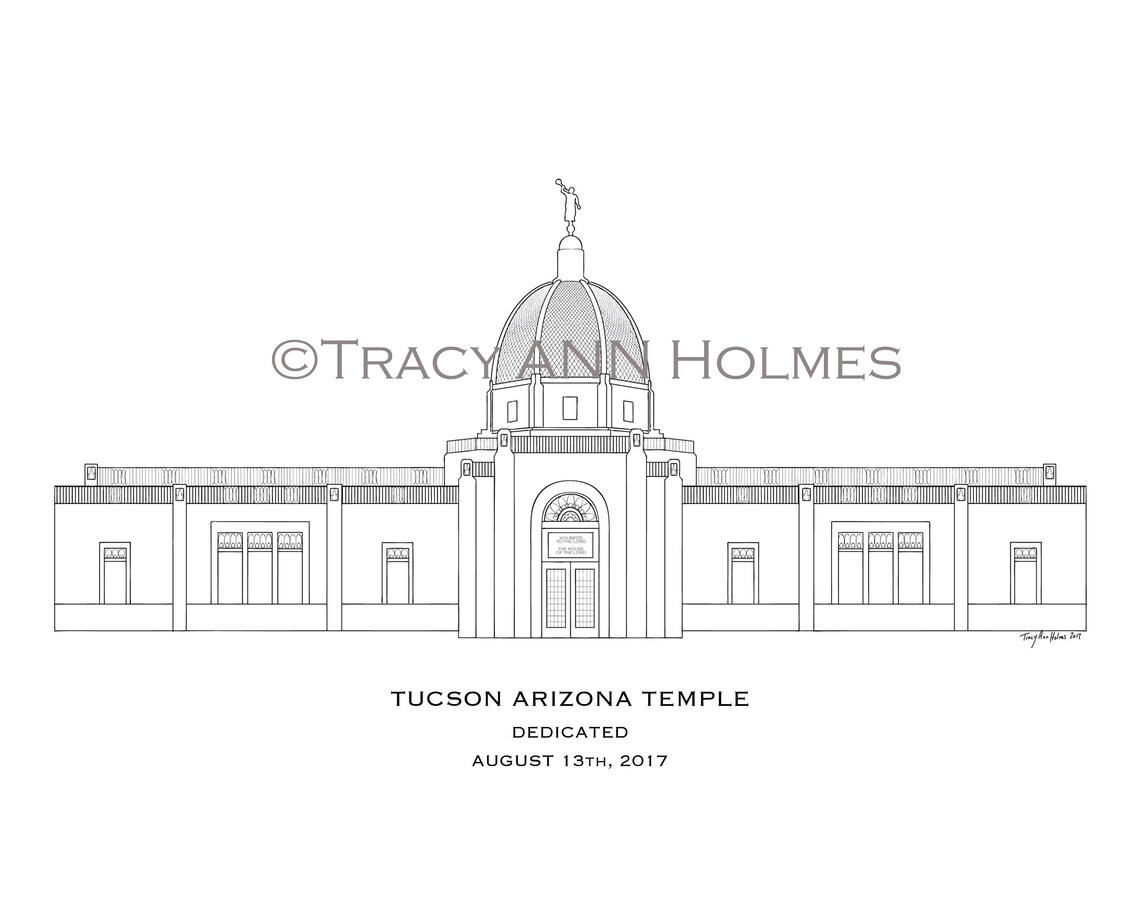 LDS Tucson Arizona Temple, Line Art - Etsy