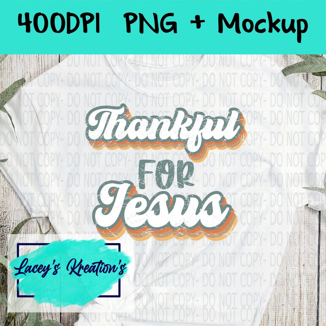 Retro Thankful for Jesus PNG and Mockup - Etsy Australia