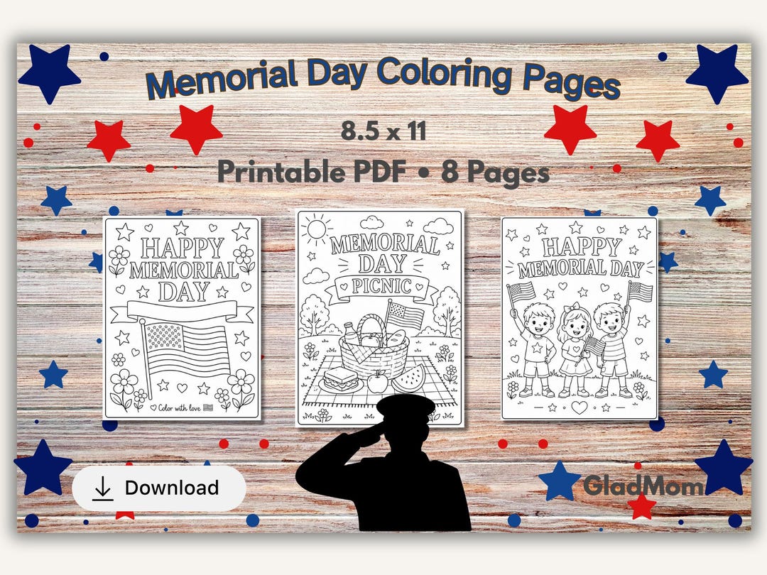 Memorial Day Coloring Pages for Kids | Patriotic Printable PDF Activity ...
