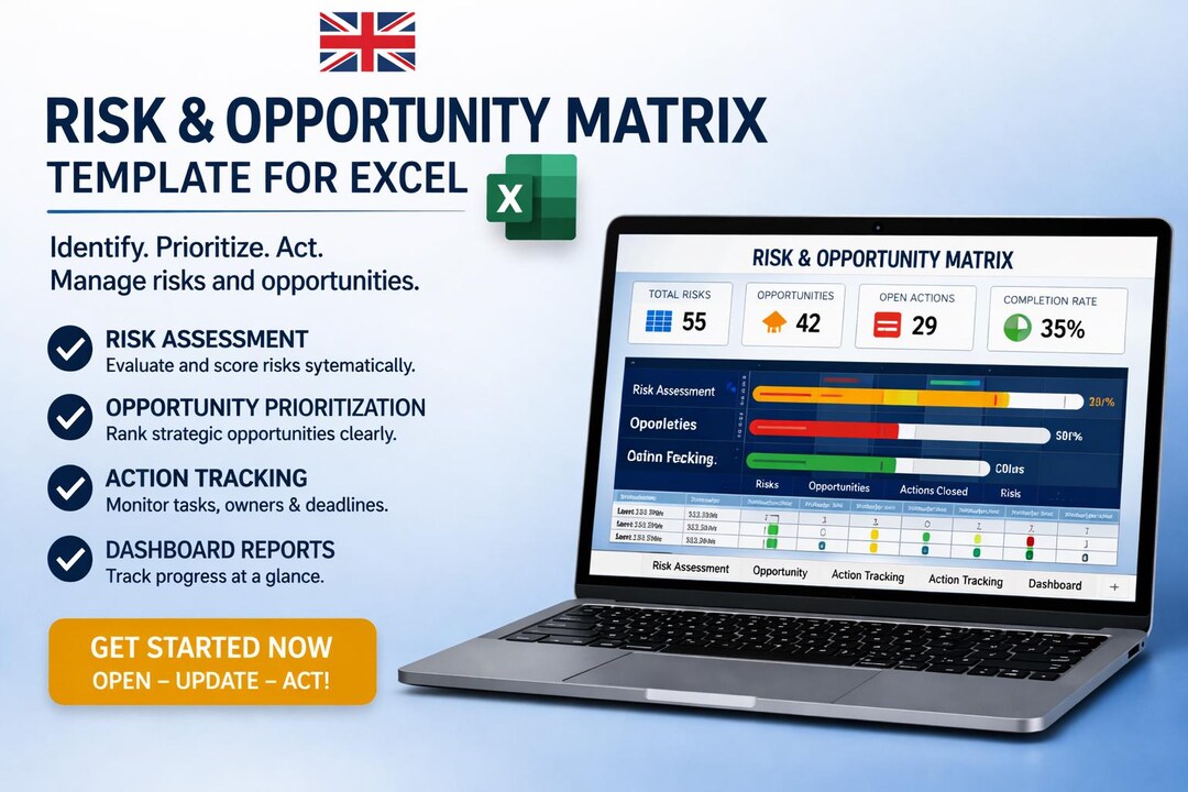 Risk & Opportunity Matrix Excel Template | ISO Risk Register | Action ...