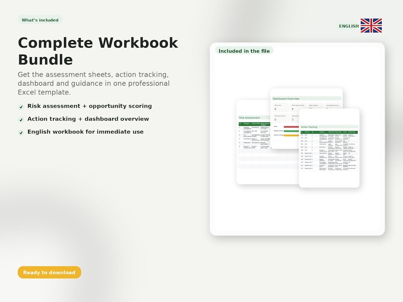 Risk & Opportunity Matrix Excel Template | ISO Risk Register | Action ...