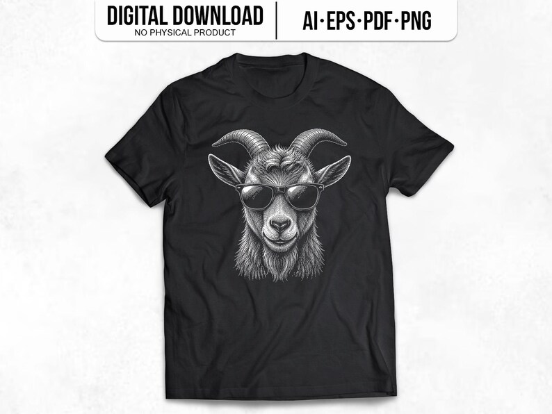 Goat Wearing Sunglasses PNG | Funny Animal Digital Design (digital ...