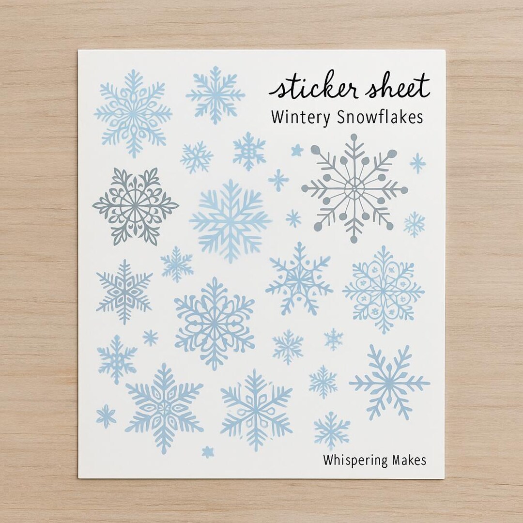 Winter Snowflake Sticker Sheet – Blue Snowflake Stickers for Journals ...