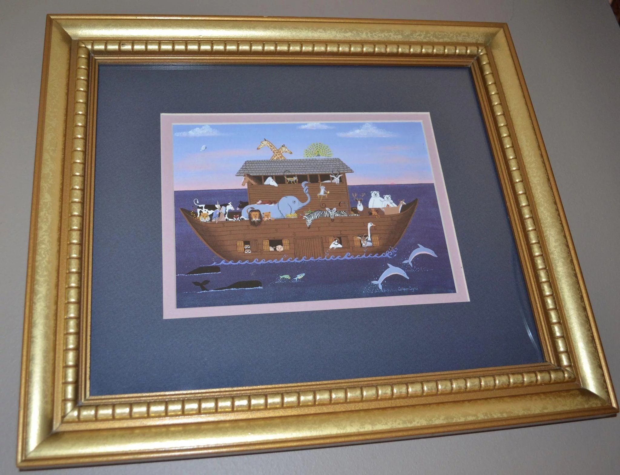 Colleen Sgroi Noah's Ark W/ Animals Religious Folk Art Print in Wood ...