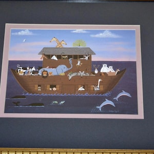 Colleen Sgroi Noah's Ark W/ Animals Religious Folk Art Print in Wood ...