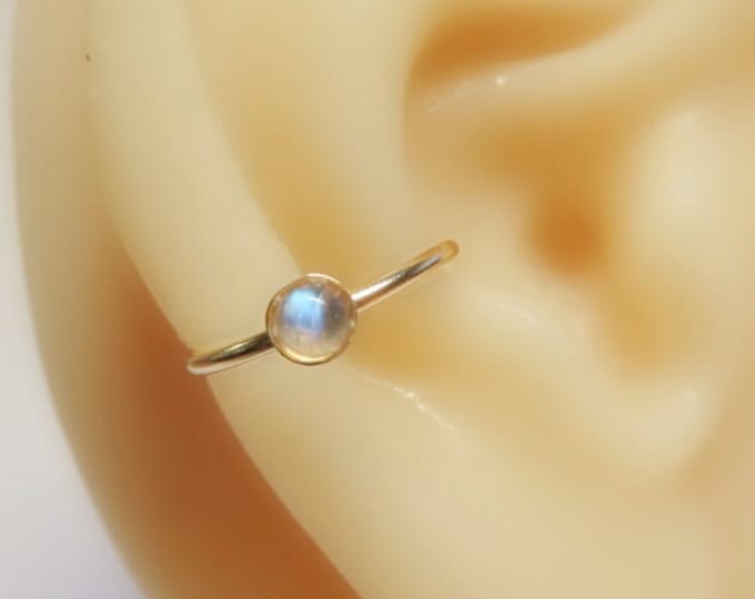 Moonstone Conch Hoop Gold Filled, Conch Ring in 16 Gauge, 18 Gauge, 20 ...