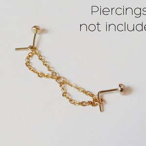 Gold Nose Chain, 14k Gold Filled Double Piercing Chain Connector, 2 ...