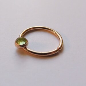 Gold Filled Septum Ring Peridot Stone, Simple Septum Hoop, Gold Septum ...