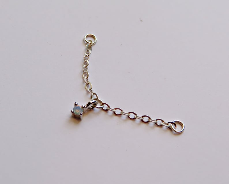 Silver Nose Chain With Opal, Sterling Silver Nose Chain for Double ...