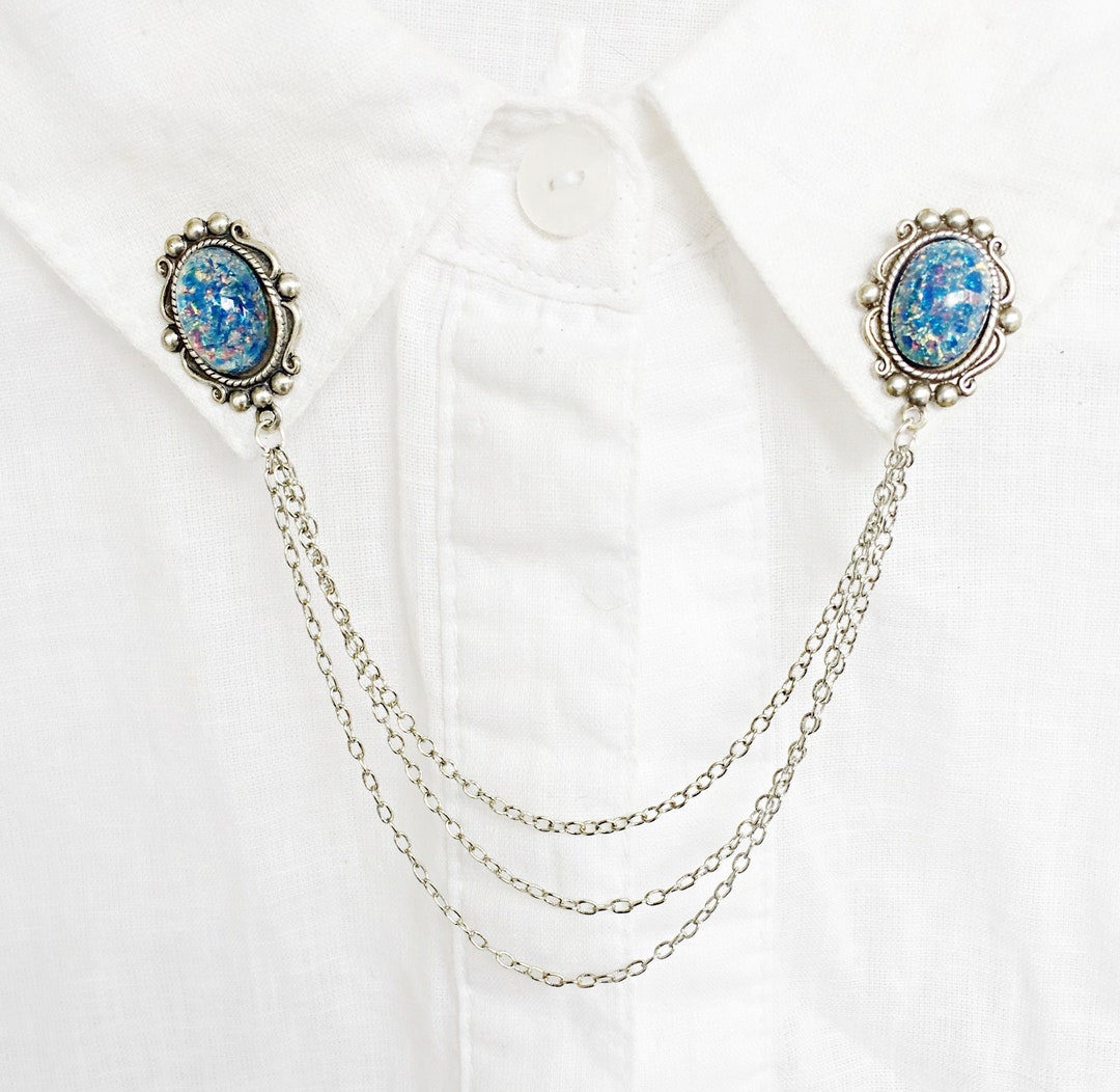 Blue Opal Collar Pins Opal Collar Chains Blue Opal Brooch - Etsy