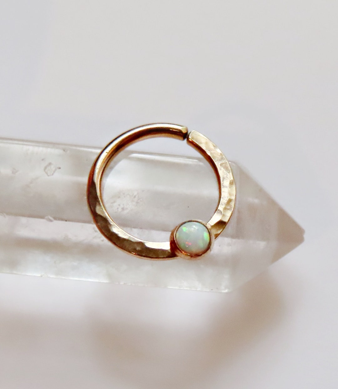 White Opal Septum Ring, Gold Filled Septum Ring, 8mm Gold Septum Ring ...