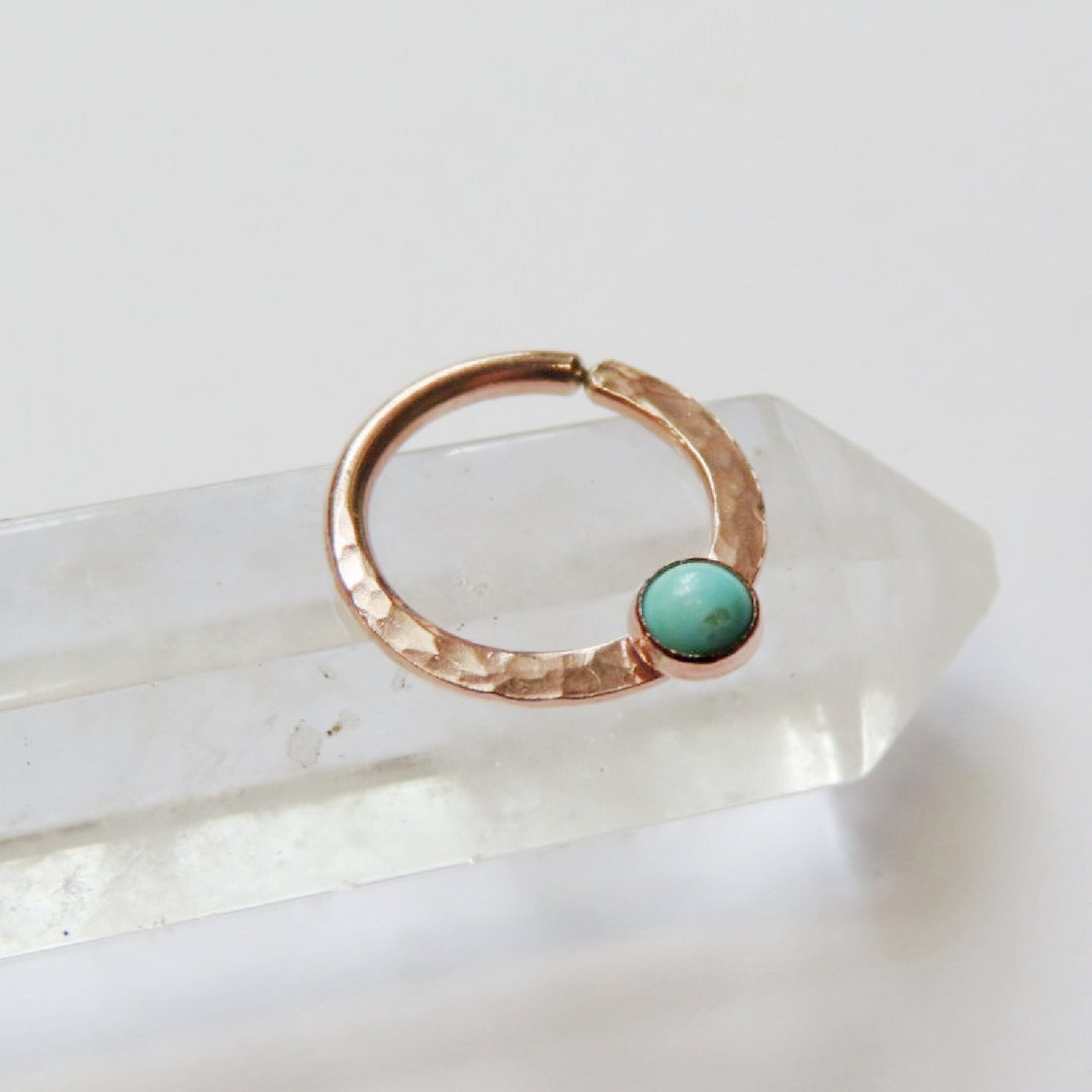 Turquoise Septum Ring, Rose Gold Filled Septum Jewelry, Septum Piercing ...