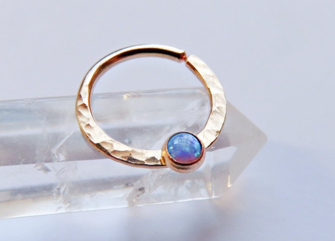 Blue Opal Septum Ring Gold Filled Septum Ring 8mm Gold | Etsy